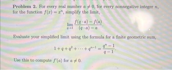 Solved Problem 2. For every real number a =0, for every | Chegg.com