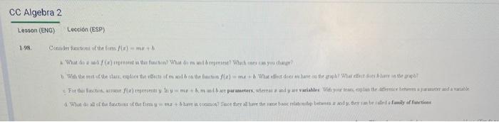 Solved CC Algebra 2 Legron (ENG) Lección (ESP) | Chegg.com