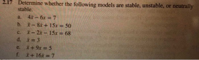 Solved a. 2.17 Determine whether the following models are | Chegg.com