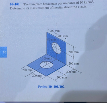 Solved 10-102. ﻿The thin plate has a mass per unit area of | Chegg.com