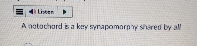 Solved A notochord is a key synapomorphy shared by what | Chegg.com