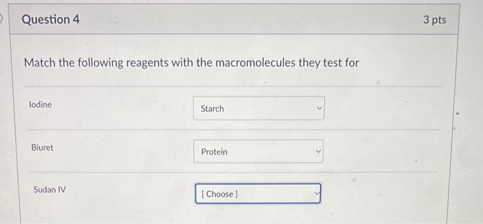 Solved Match the following reagents with the macromolecules | Chegg.com Solved Match the following reagents with the macromolecules | Chegg.com