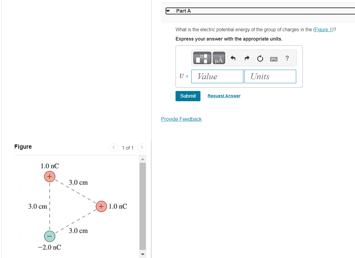 Solved Part AWhat is the electric potential energy of the | Chegg.com