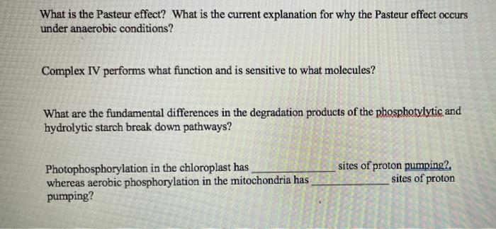 Solved What is the Pasteur effect? What is the current | Chegg.com
