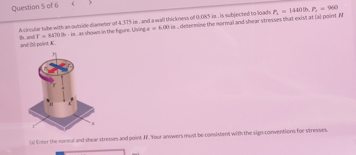Question 5 ﻿of 6A circular tube with an outside | Chegg.com
