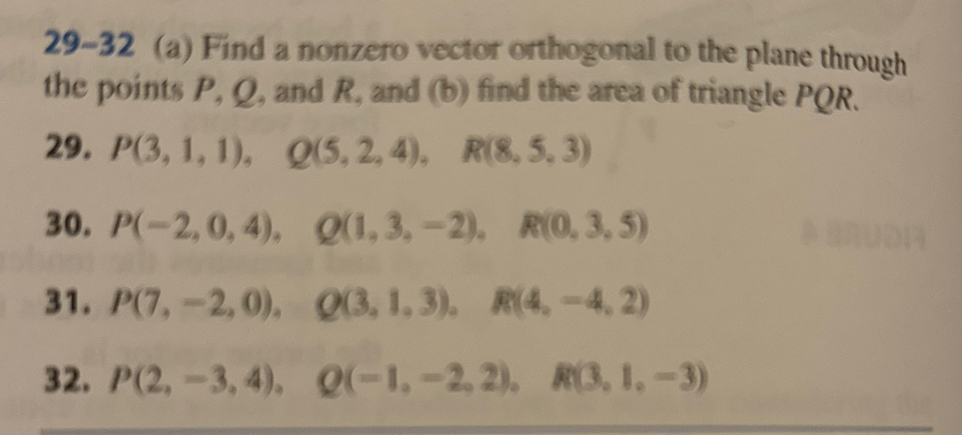 Solved 29-32 (a) ﻿Find a nonzero vector orthogonal to the | Chegg.com