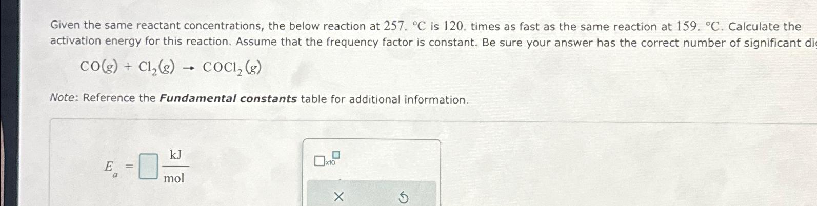 Solved Given the same reactant concentrations, the below | Chegg.com