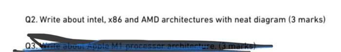 Solved Q2. Write about intel, ×86 and AMD architectures with | Chegg.com