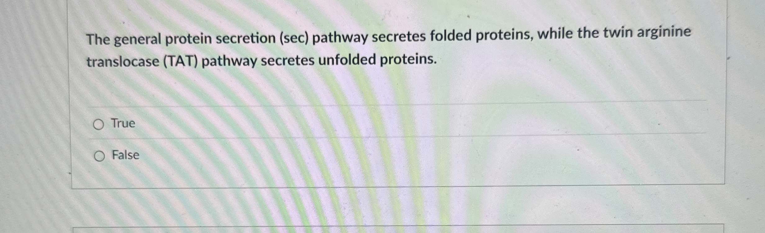 Solved The general protein secretion (sec) ﻿pathway secretes | Chegg.com