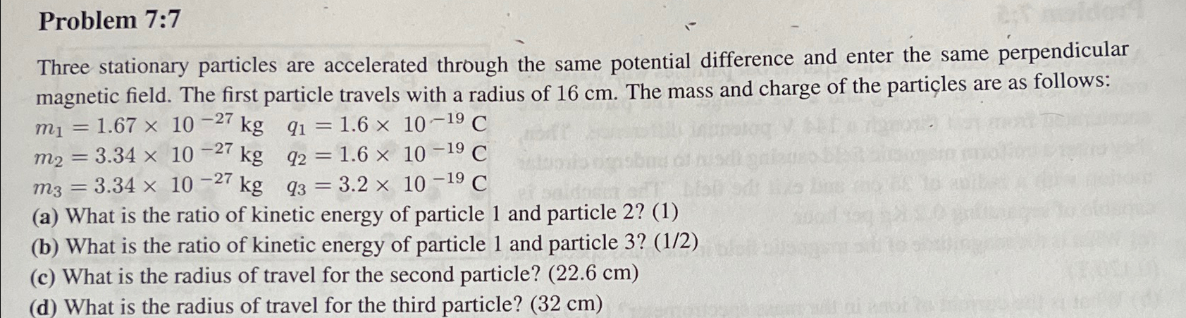 Solved Problem 7:7Three stationary particles are accelerated | Chegg.com