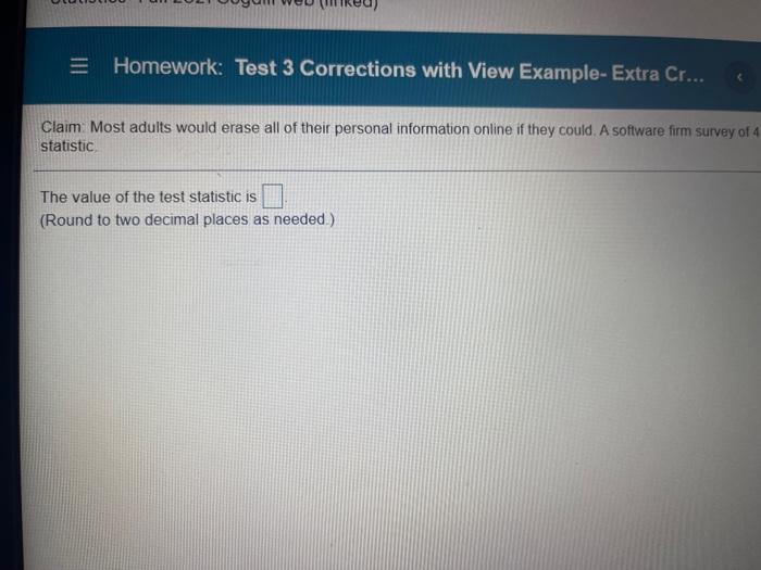 Solved = Homework: Test 3 Corrections with View Example- | Chegg.com