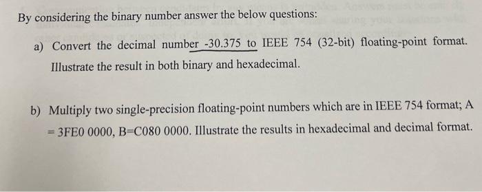 By considering the binary number answer the below | Chegg.com