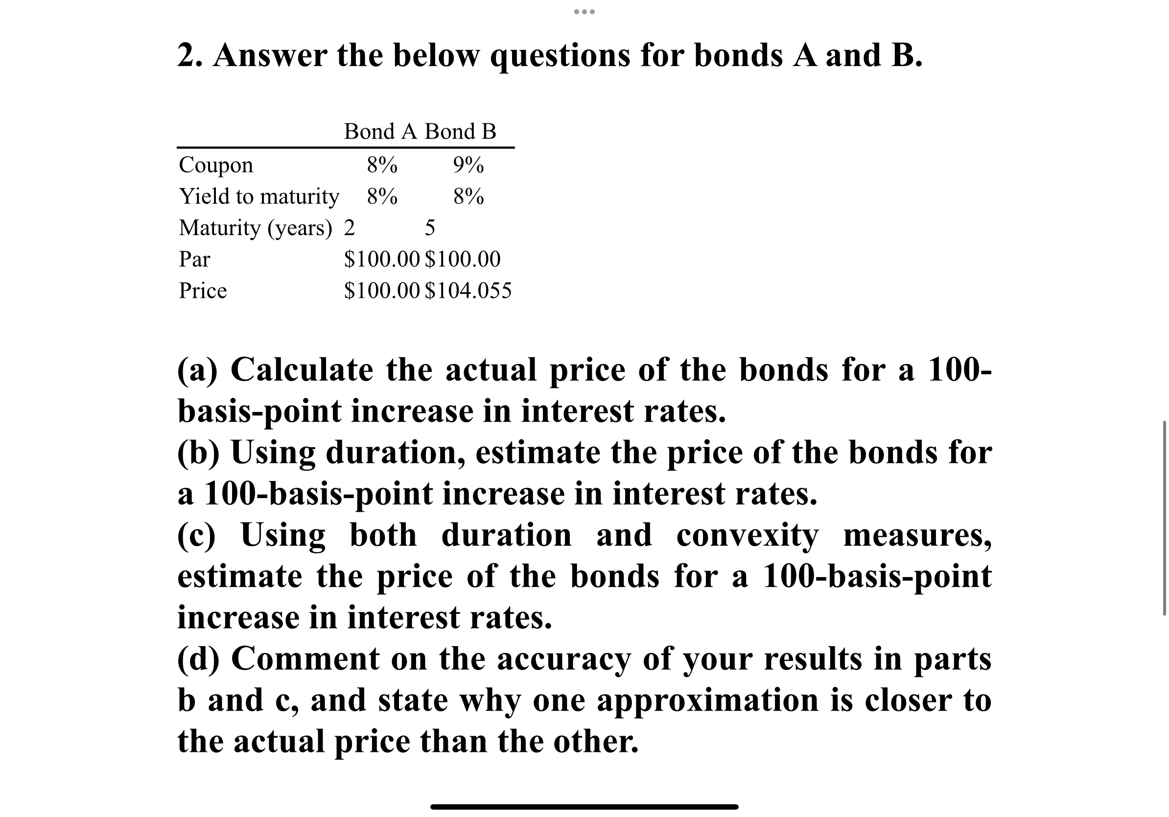 Answer the below questions for bonds A and | Chegg.com