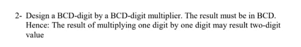 Solved 2- ﻿Design a BCD-digit by a BCD-digit multiplier. The | Chegg.com