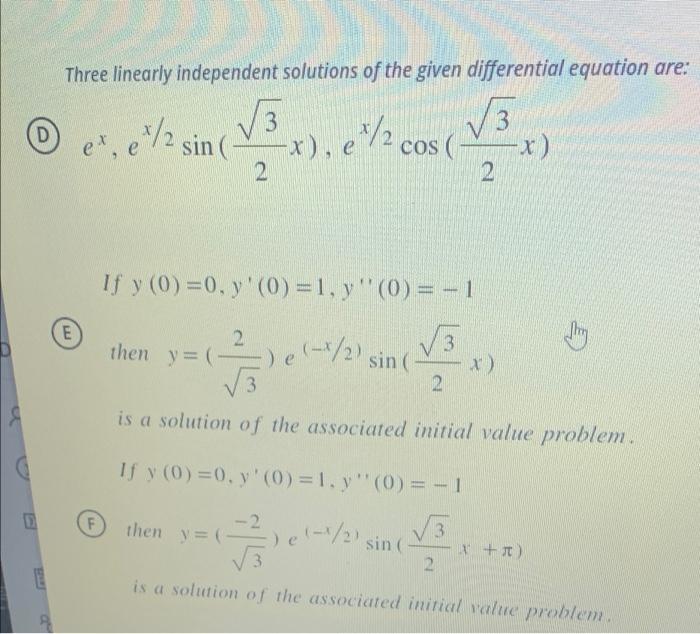 Solved Given the third-order linear homogeneous differential | Chegg.com
