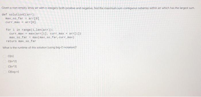 Solved Given a non-empty array arr with n integers both | Chegg.com