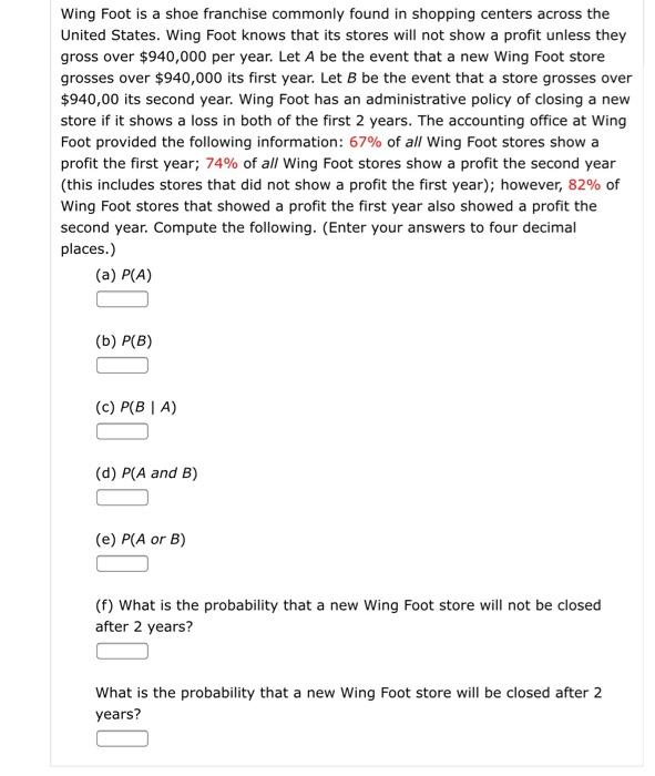 Solved Wing Foot is a shoe franchise commonly found in | Chegg.com