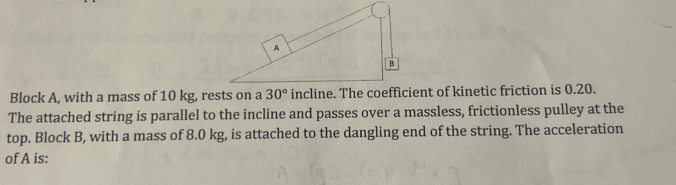 Solved Block A, ﻿with a mass of 10 ﻿kg , ﻿rests on a 30° | Chegg.com