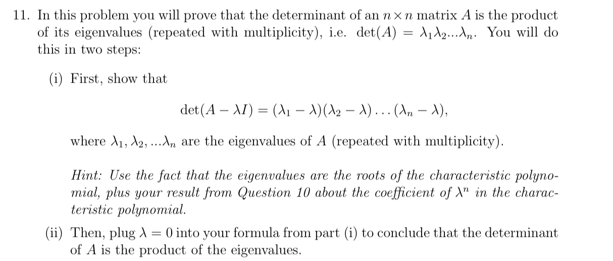 Solved In ﻿this problem you will prove that the determinant | Chegg.com