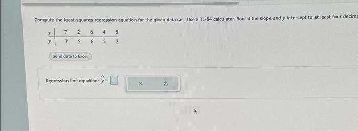 Solved Compute the least-squares regression equation for the | Chegg.com