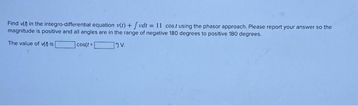 Solved Find V0 in the integro-differential equation | Chegg.com
