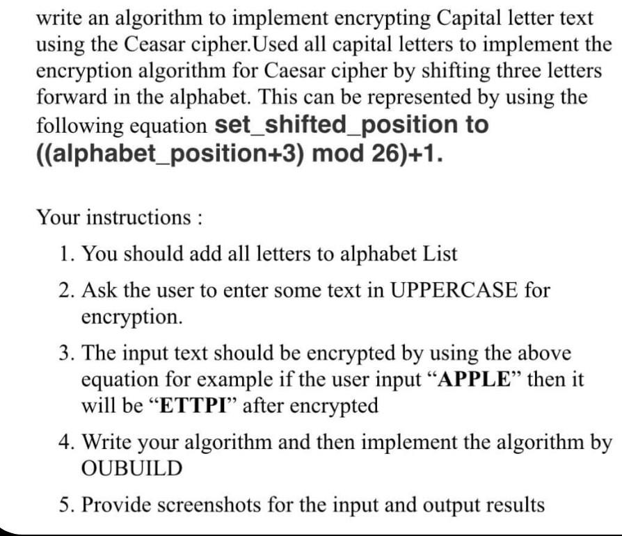 Solved I want this as an algorithm please don't answer if | Chegg.com