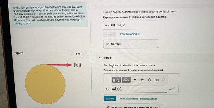 Solved A thin, light string is wrapped around the rim of a | Chegg.com