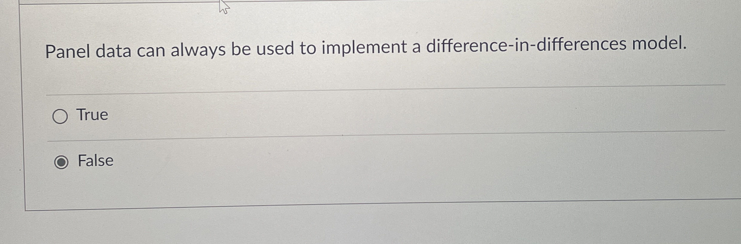 Solved Panel data can always be used to implement a | Chegg.com