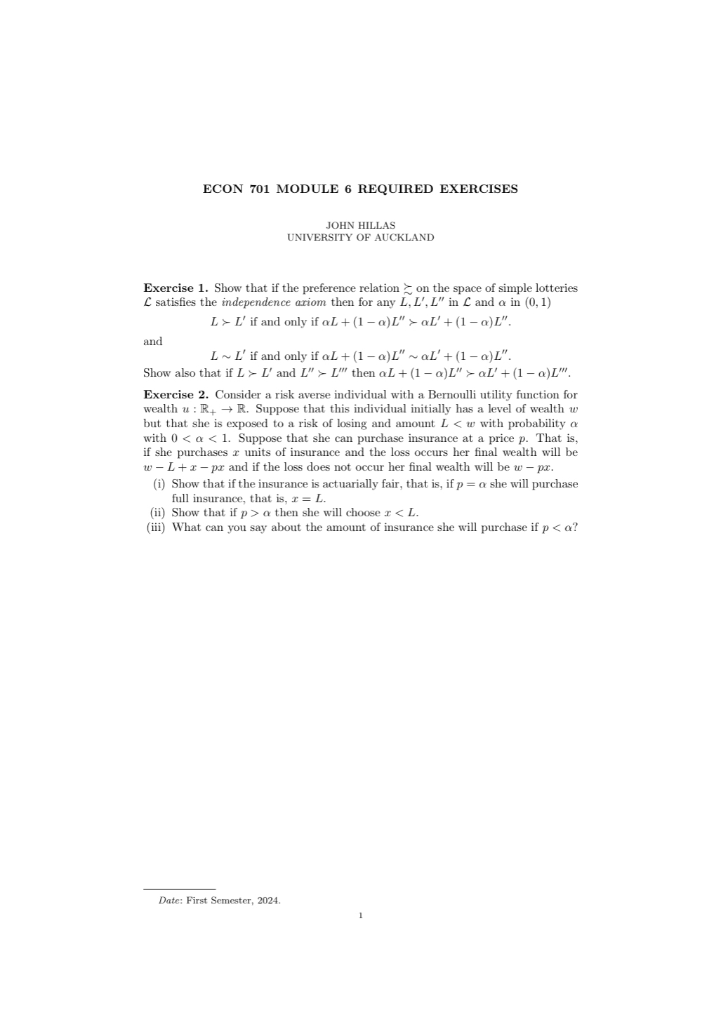 Solved ECON 701 ﻿MODULE 6 ﻿REQUIRED EXERCISESJOHN | Chegg.com