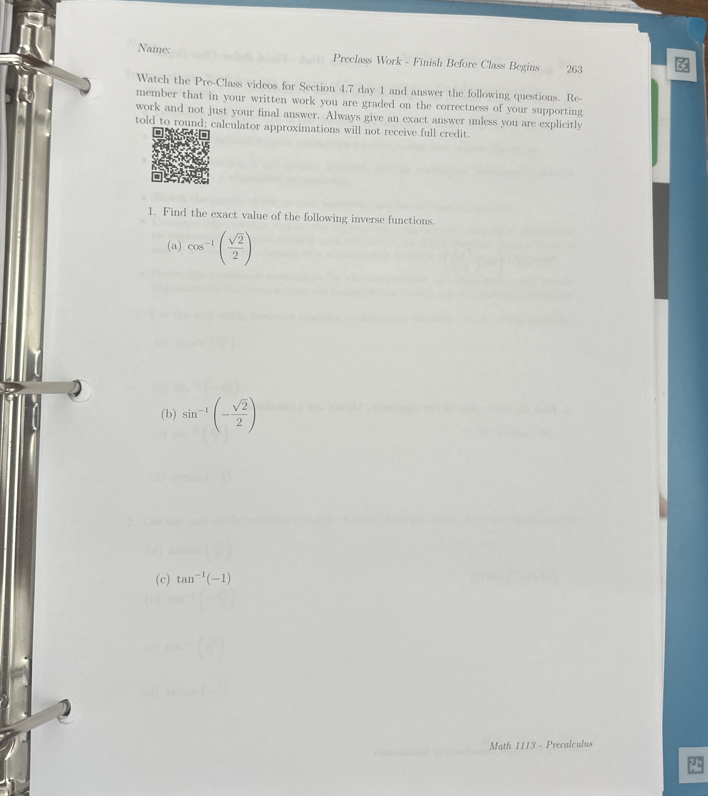 Solved Name:Preclass Work - ﻿Finish Before Class | Chegg.com