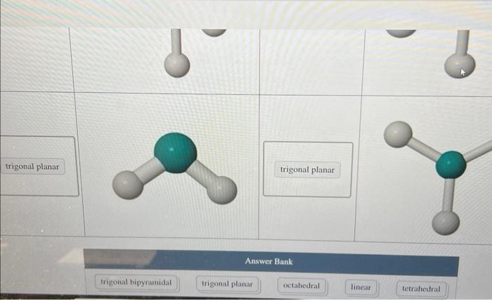 Solved trigonal planar Answer Bank trigonal bipyramidal | Chegg.com