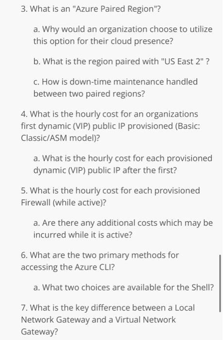 Solved Microsoft Azure Cloud Questions Answer the following | Chegg.com