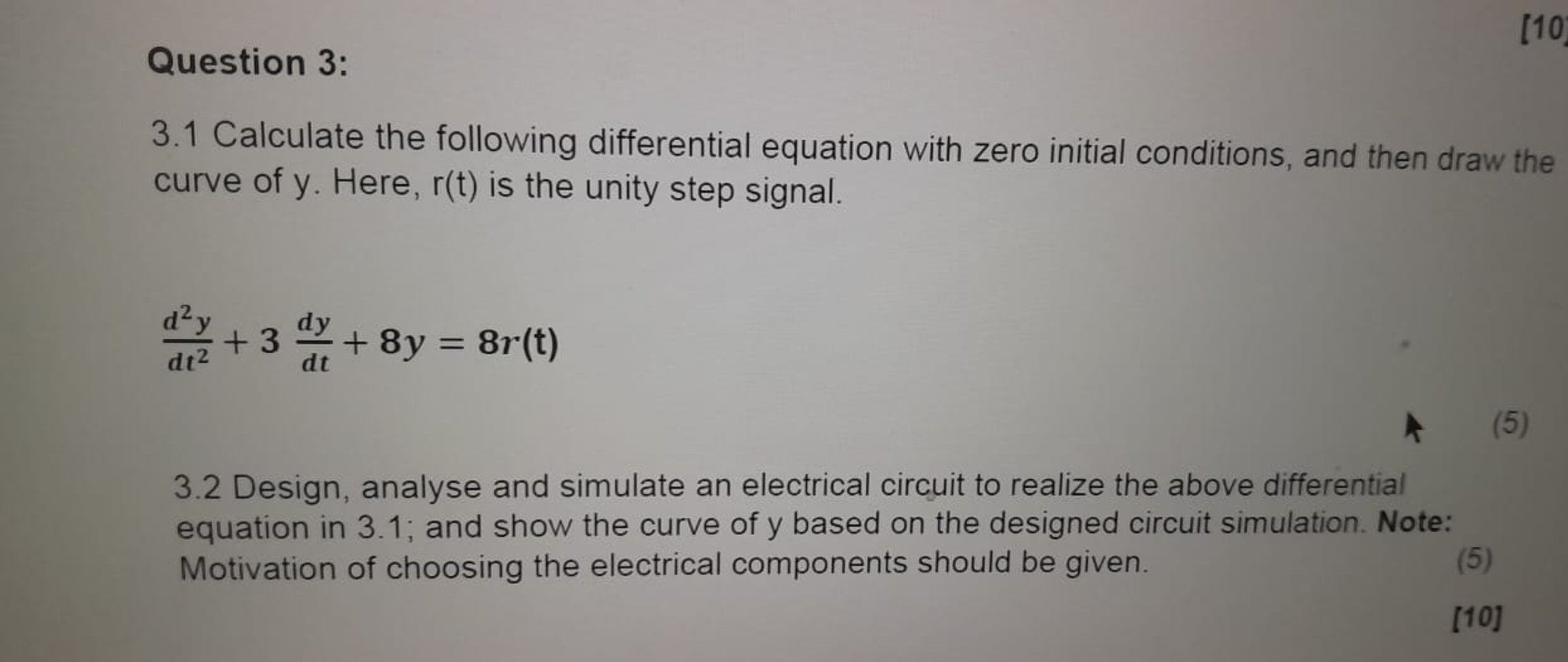 Solved Question 3:3.1 ﻿Calculate the following differential | Chegg.com