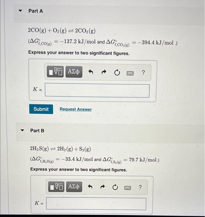 Solved Use the data for ΔGf∘ to calculate the equilibrium | Chegg.com