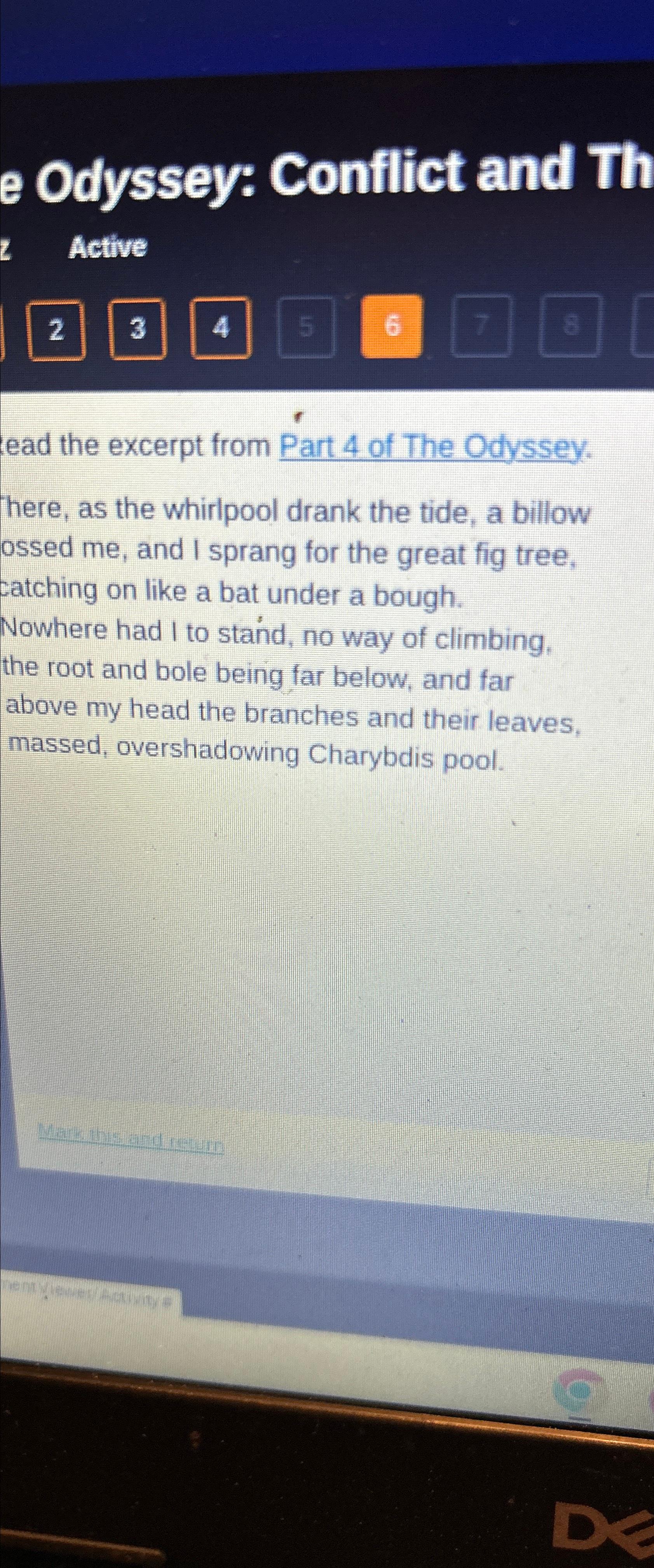 Solved Odyssey: Conflict and ThActive2346lead the excerpt | Chegg.com