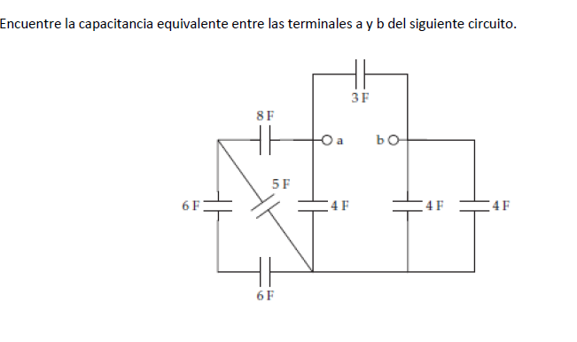 Solved Encuentre la ﻿capacitancia equivalente entre las | Chegg.com