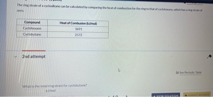 Solved The ring strain of a cycloalkane can be calculated by | Chegg.com