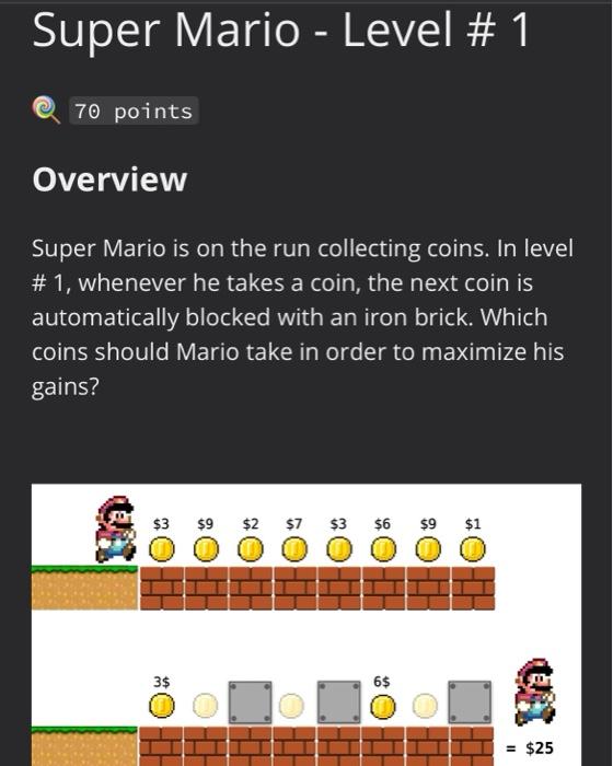 Solved Super Mario - Level # 1 70 points Overview Super | Chegg.com