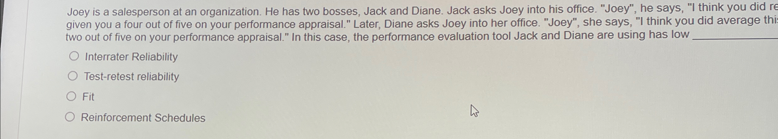 Solved Joey is a salesperson at an organization. He has two | Chegg.com