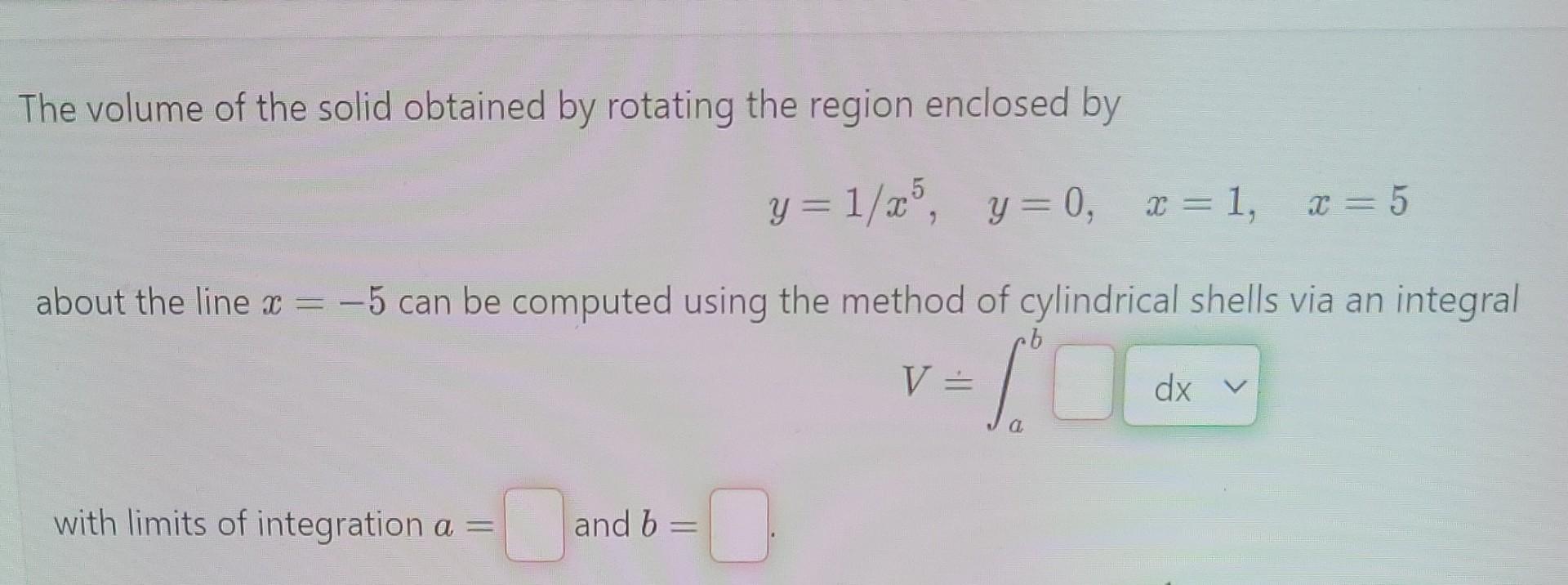 Solved The volume of the solid obtained by rotating the | Chegg.com