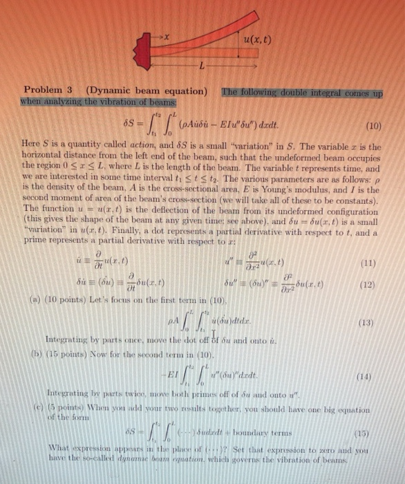 u(x, t) L Problem 3 (Dynamic beam equation) when | Chegg.com