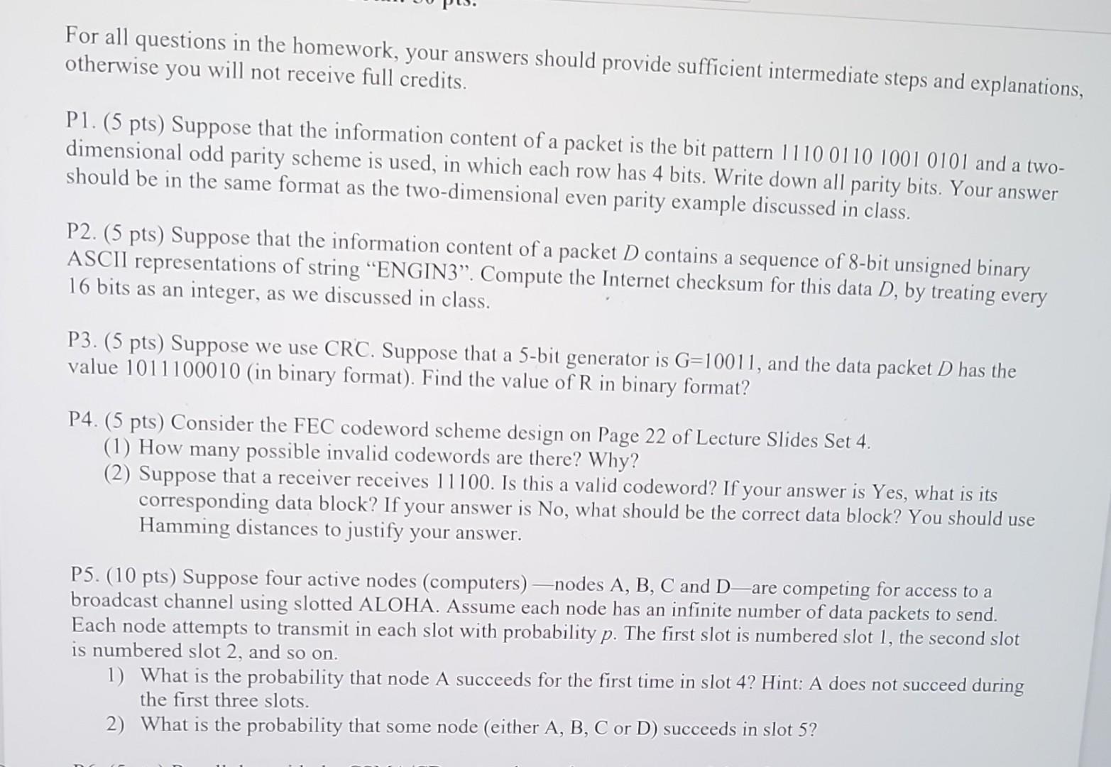 Solved For all questions in the homework, your answers | Chegg.com