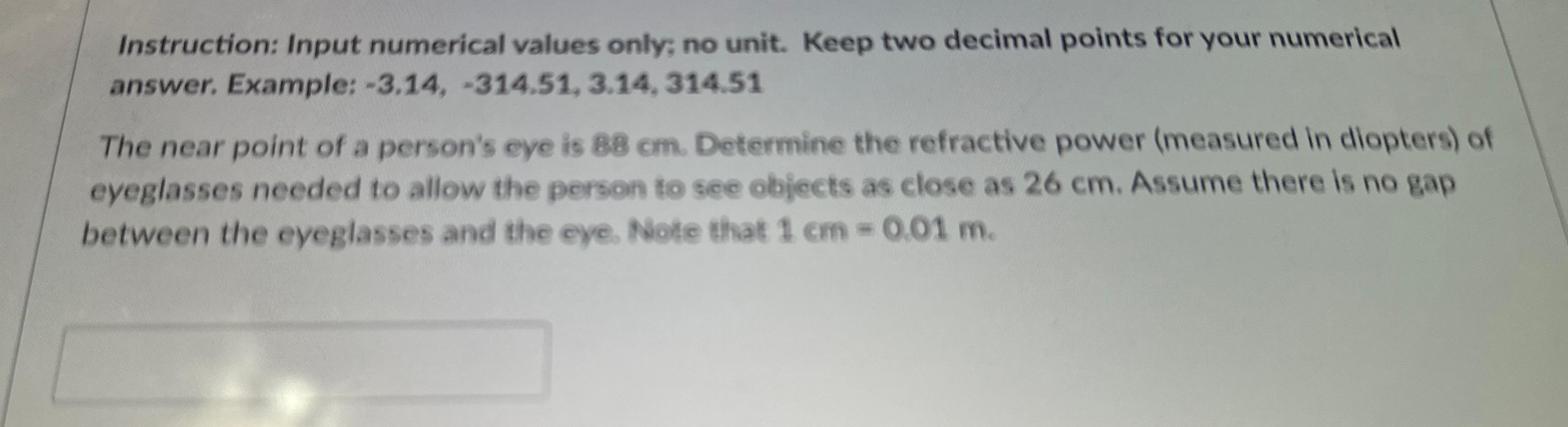 Solved Instruction: Input numerical values only; no unit. | Chegg.com