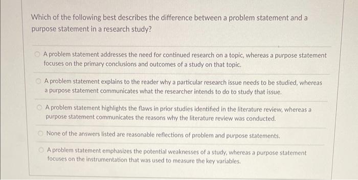 Solved Which of the following best describes the difference | Chegg.com