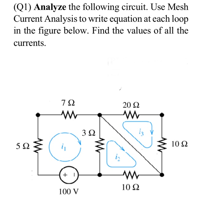 Solved (Q1) Analyze the following circuit. Use Mesh Current | Chegg.com