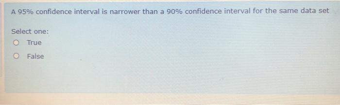 Solved A 95% confidence interval is narrower than a 90% | Chegg.com
