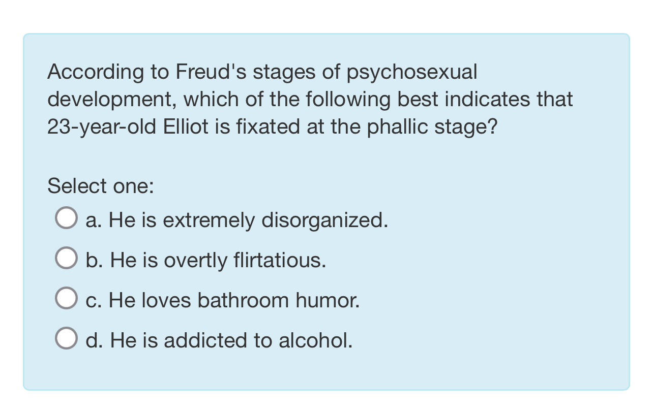 Solved According to Freud's stages of psychosexual | Chegg.com