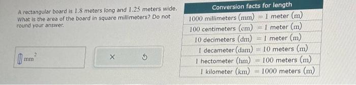 Solved A rectangular board is 1.8 meters long and 1.25 | Chegg.com
