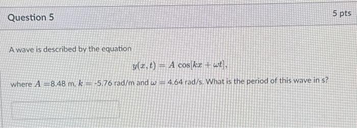 Solved A wave is described by the equation | Chegg.com