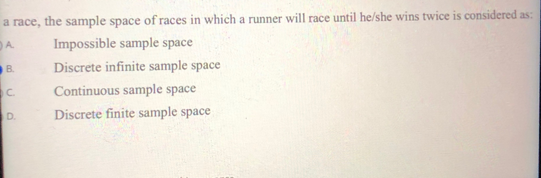 Solved a race, the sample space of races in which a runner | Chegg.com